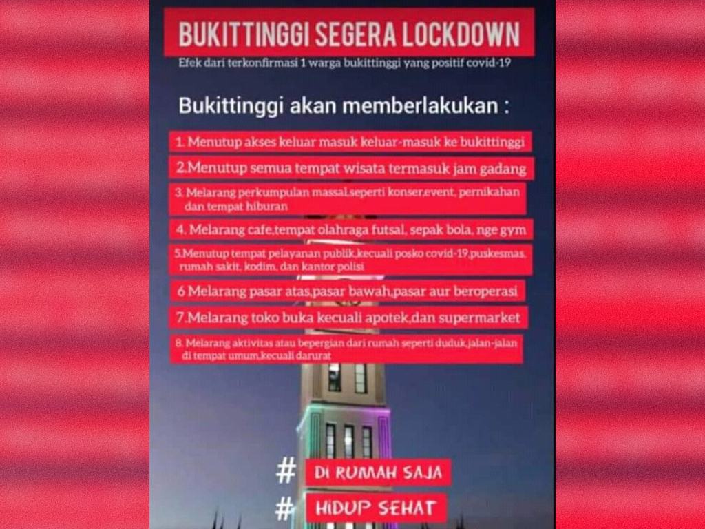 Bukittinggi Lockdown Viral di Medsos, Wako: Hoaks | Tagar