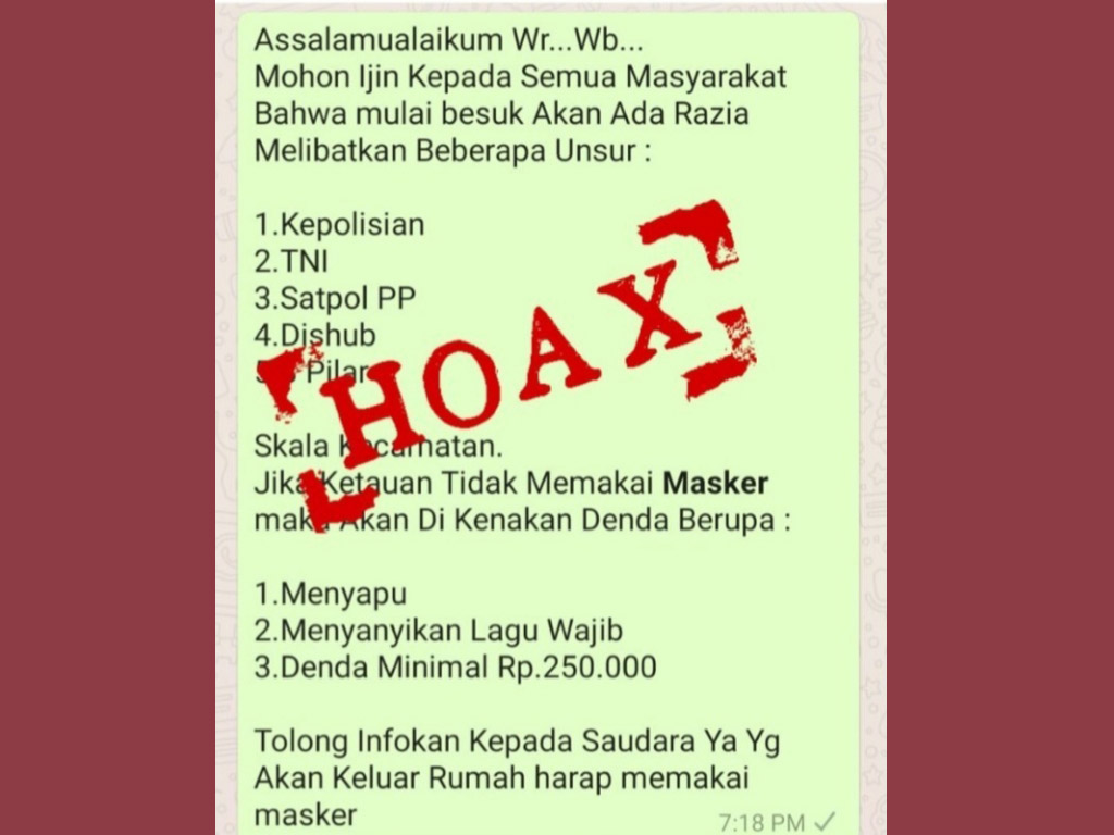 Hoaks Tak Pakai Masker Denda 250 Ribu di Yogyakarta | Tagar