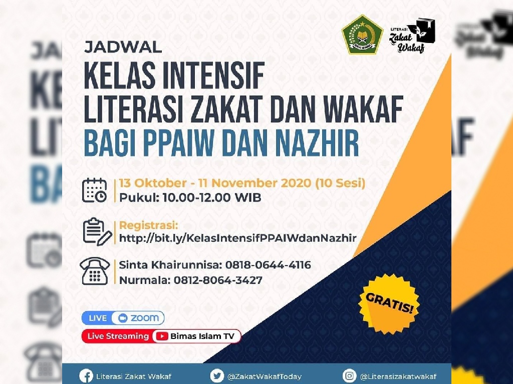 Kemenag Buka Kelas Intensif Literasi Zakat dan Wakaf Gratis | Tagar